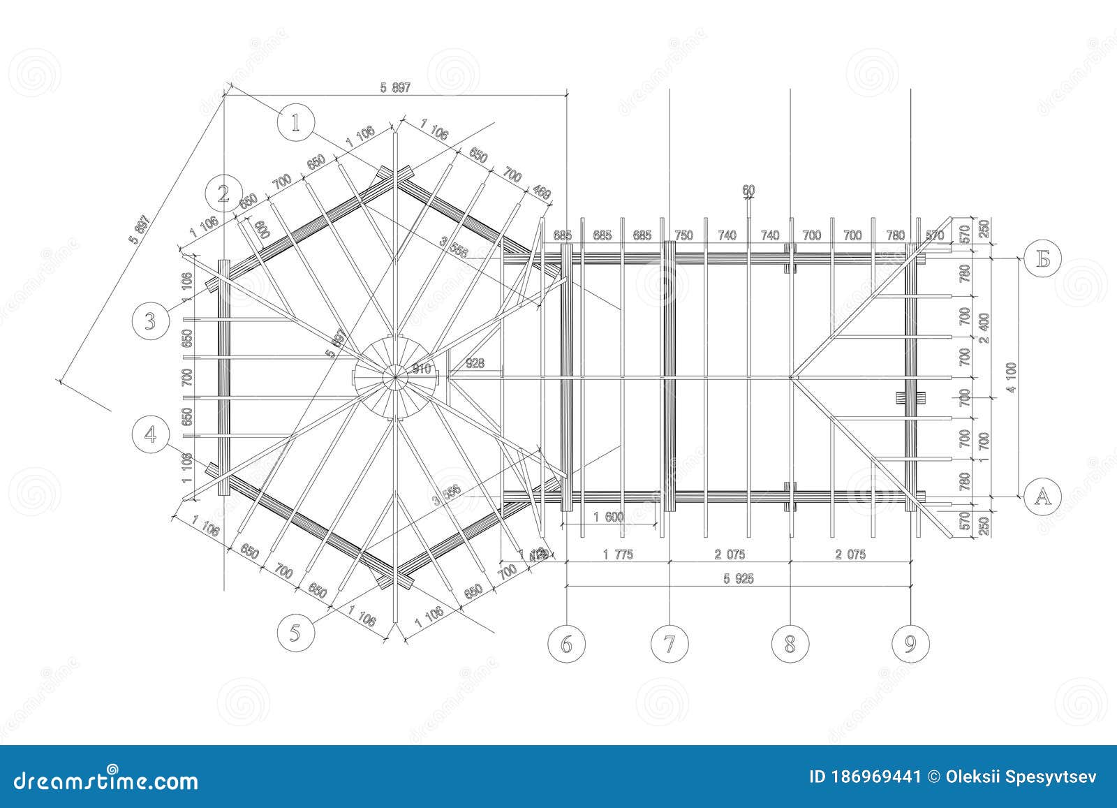 Gazebo Frame with Bbq Grill. Detailed Architectural Plan Stock Vector ...
