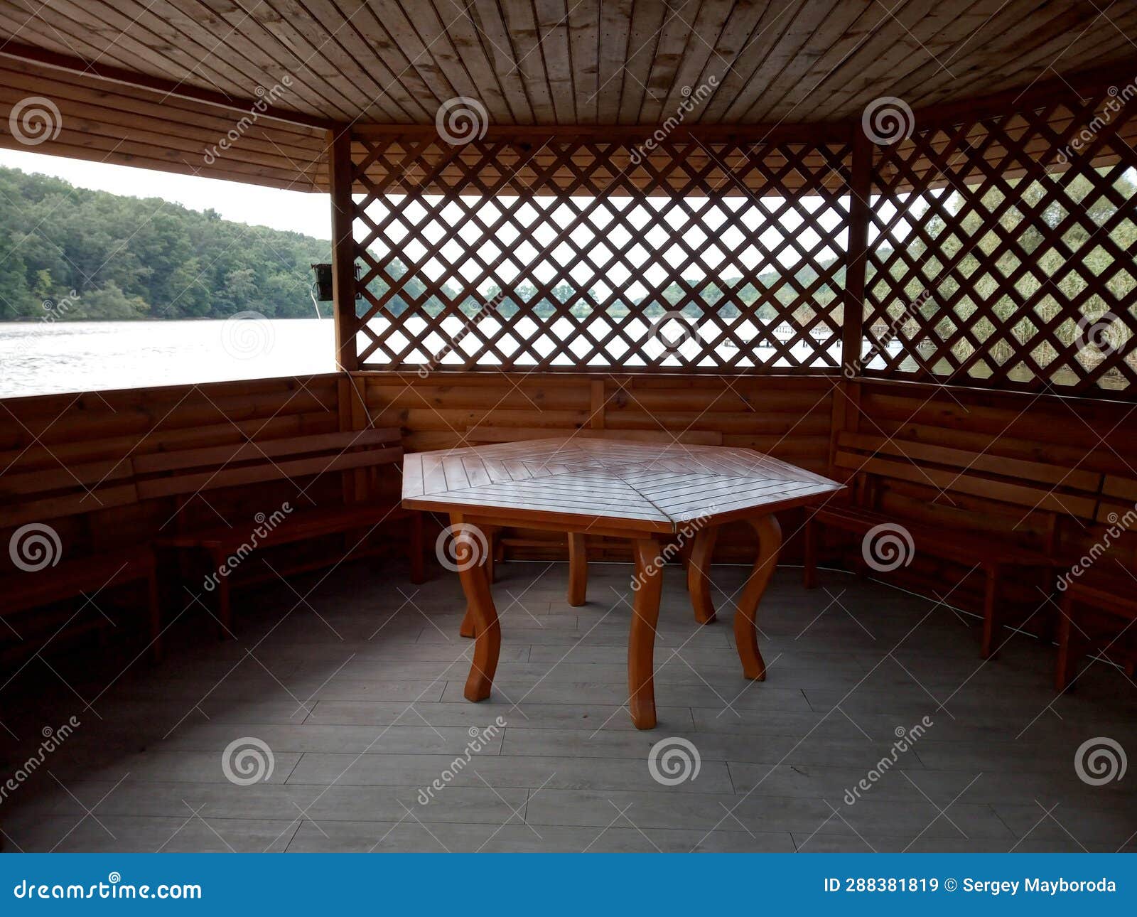 Gazebo inside the table stock image. Image of nature - 288381819
