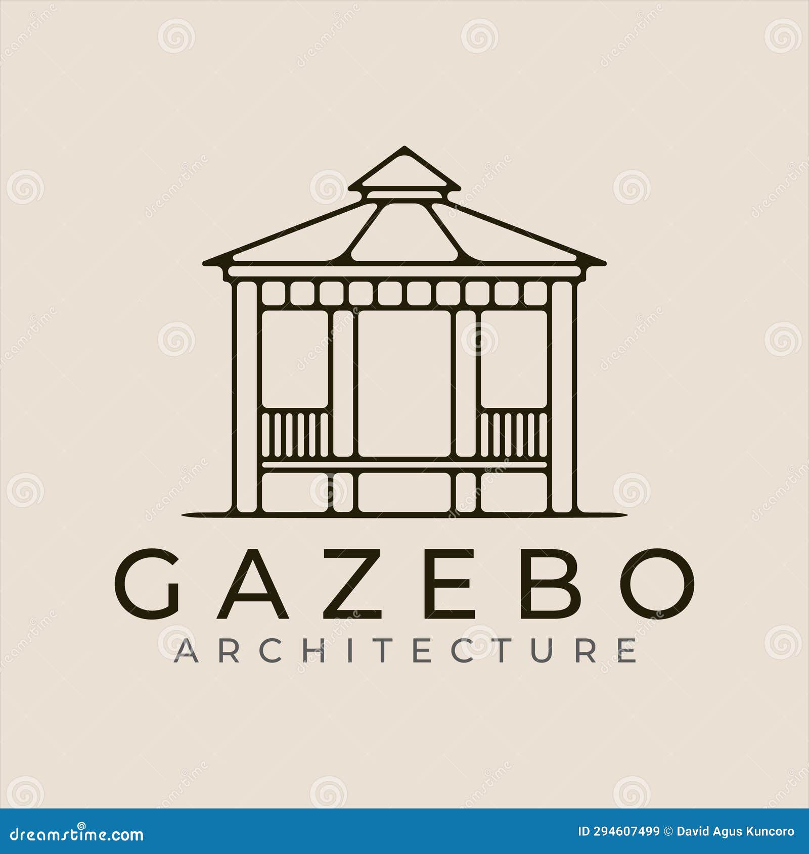 Gazebo Line Art Logo Vector Illustration Template Design Stock ...