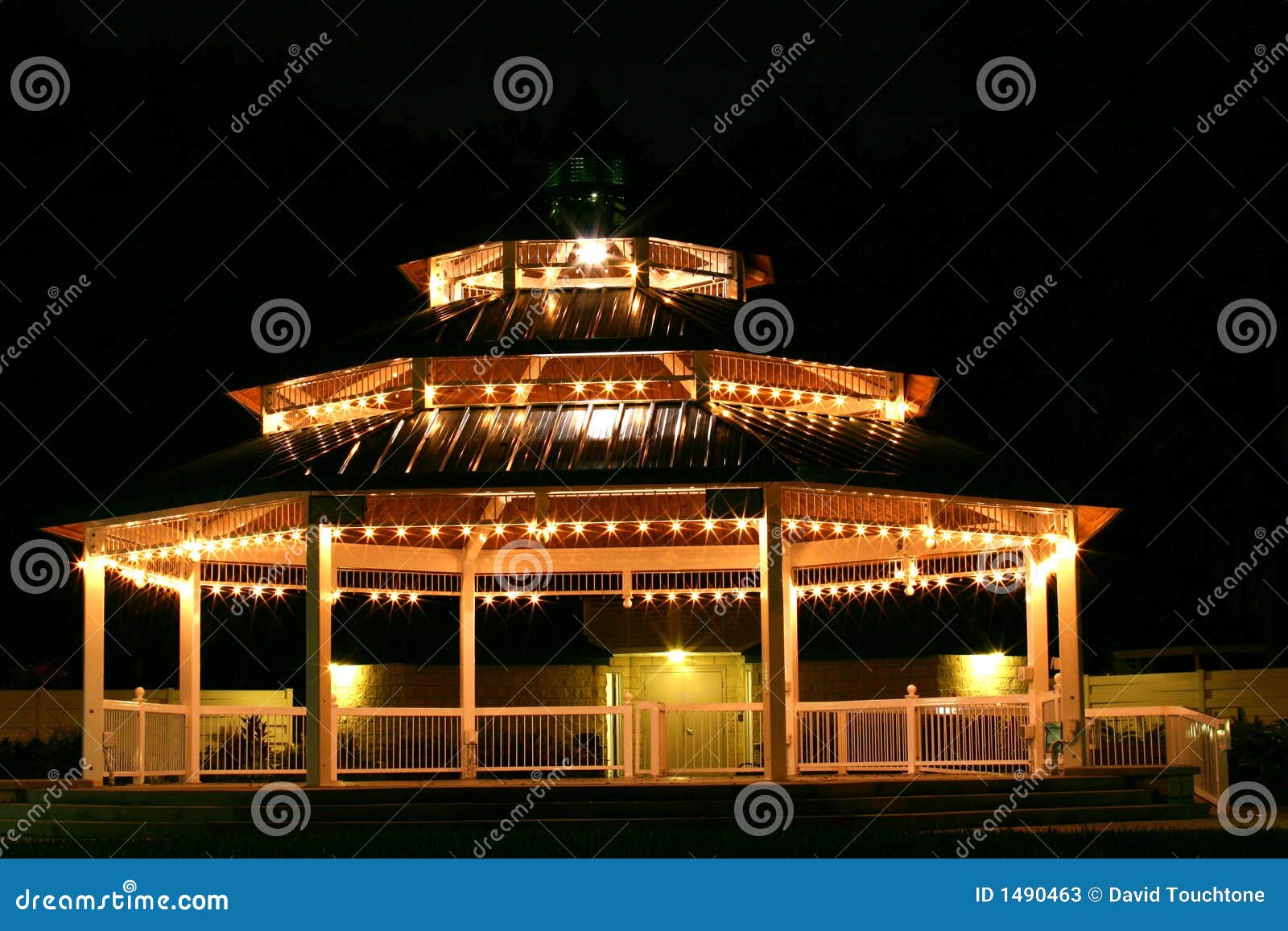 Gazebo at Night stock image. Image of column, porch, stairs - 1490463