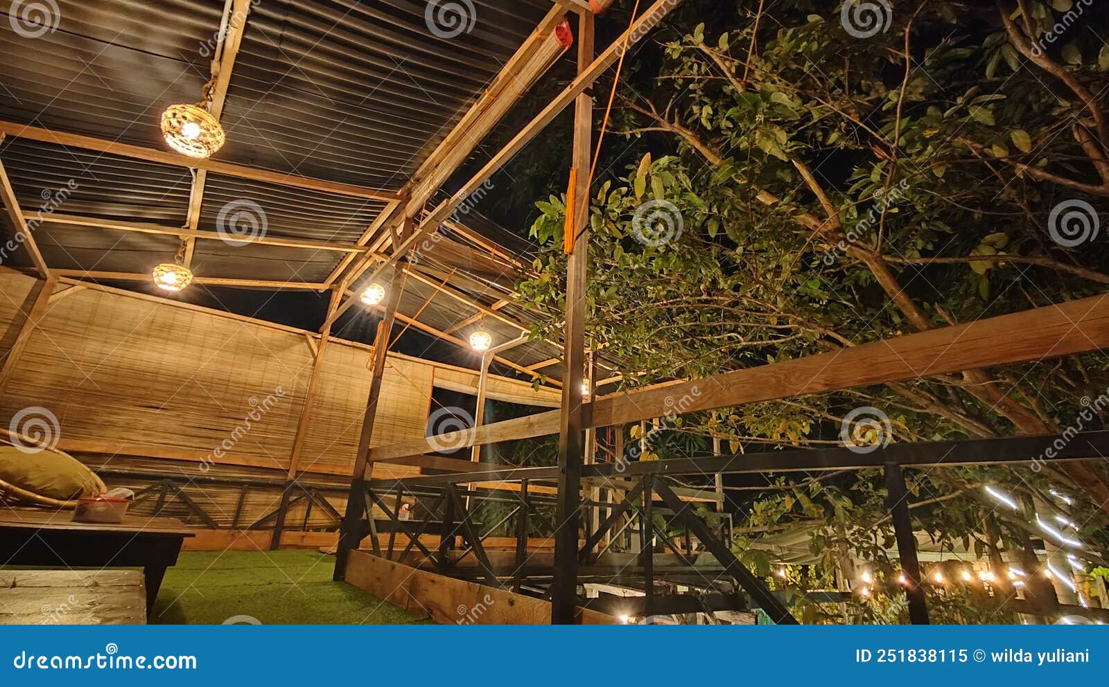 Gazebo at night stock image. Image of gazebo, tree, lighting - 251838115