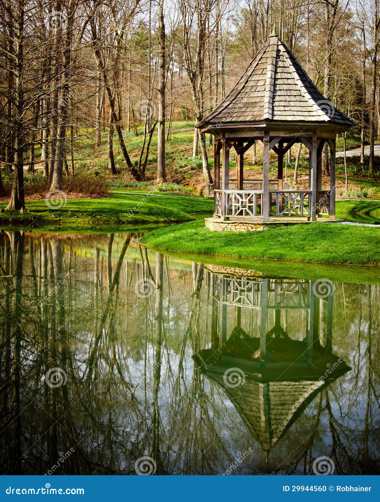 Gazebo in park setting stock photo. Image of green, hydrangea - 29944560