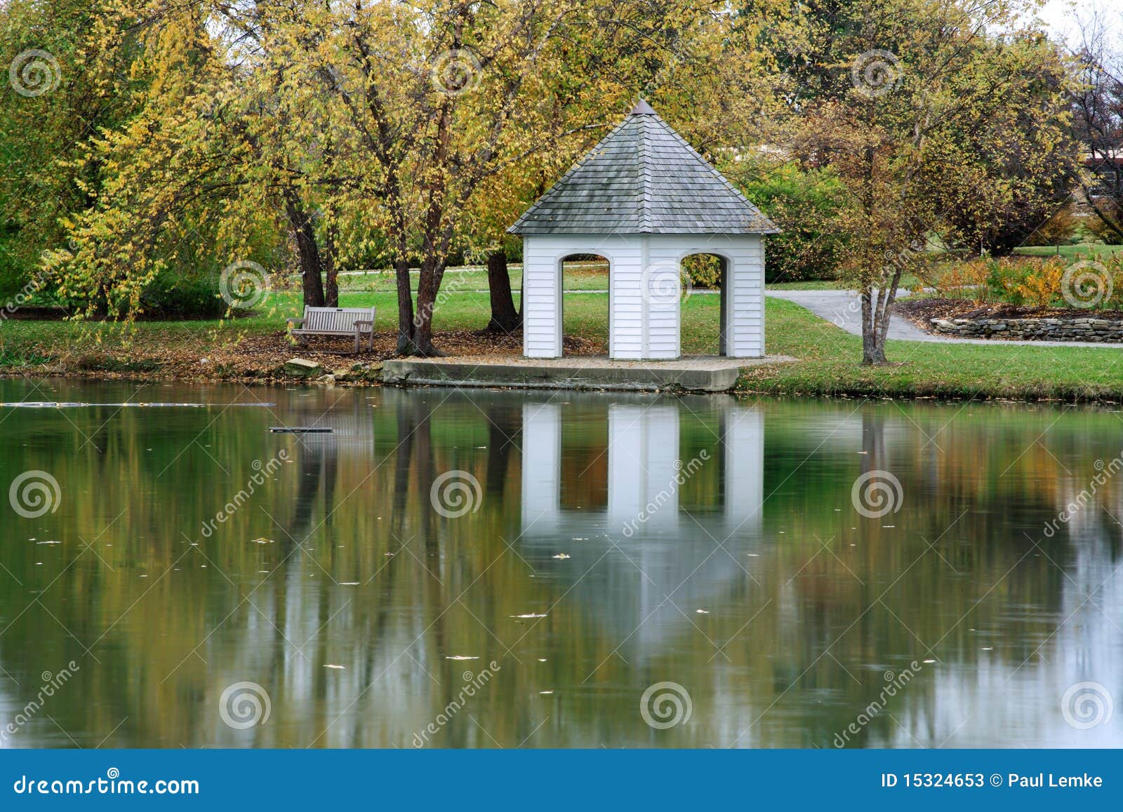 Gazebo and Pond stock image. Image of cozy, peace, quiescent - 15324653