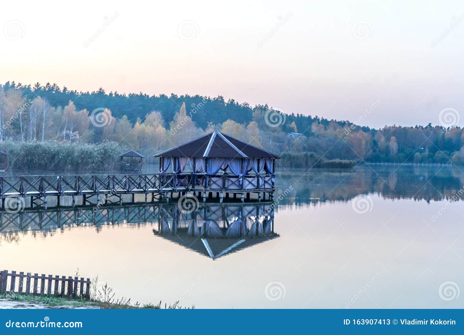Gazebo on the Water. Photo of a Spacious Gazebo in the Country Stock ...