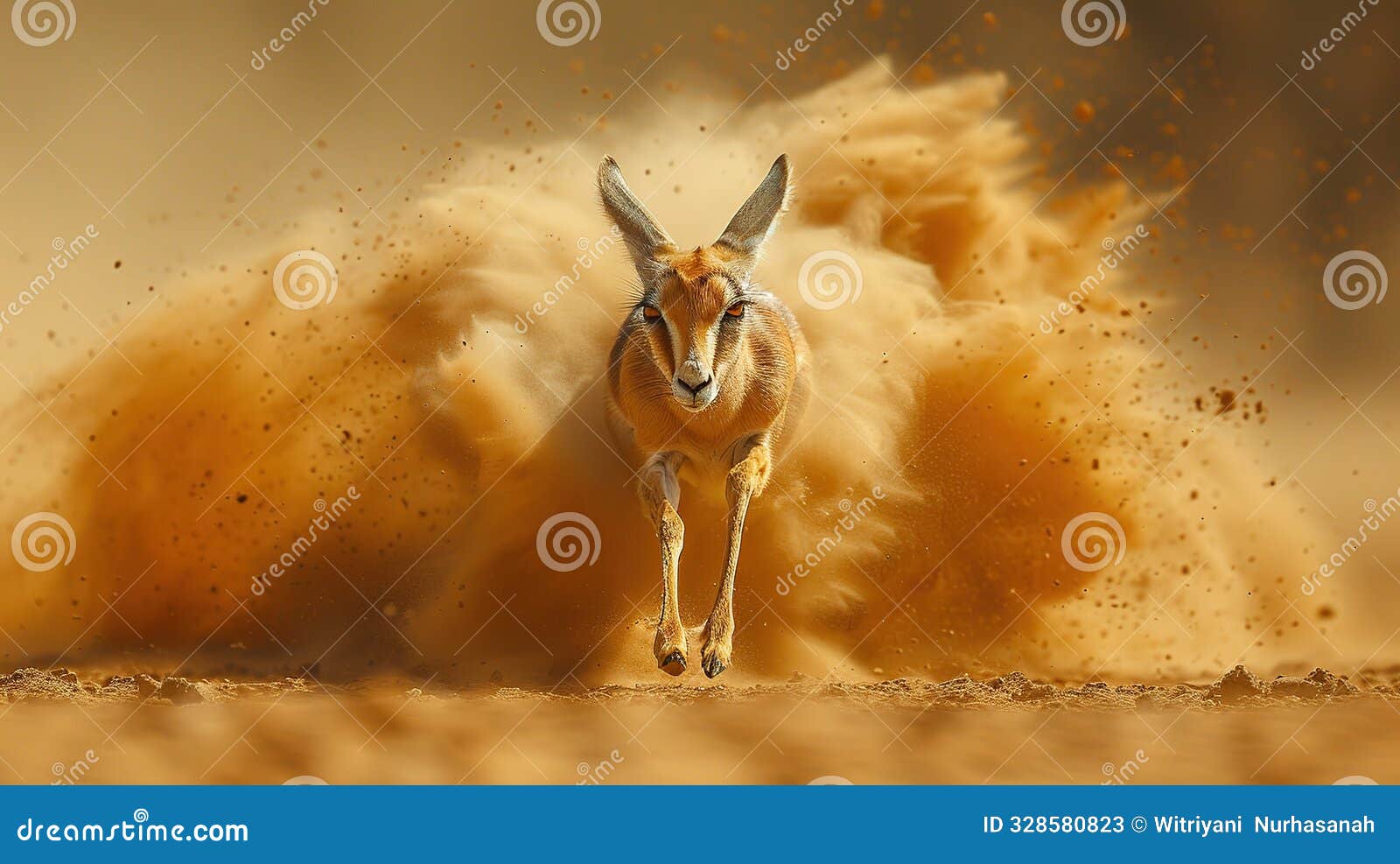 A Gazelle Running through a Dust Cloud Stock Illustration ...