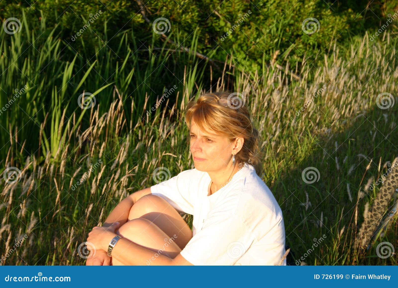 Gazing into the distance stock image. Image of woman, meadow - 726199