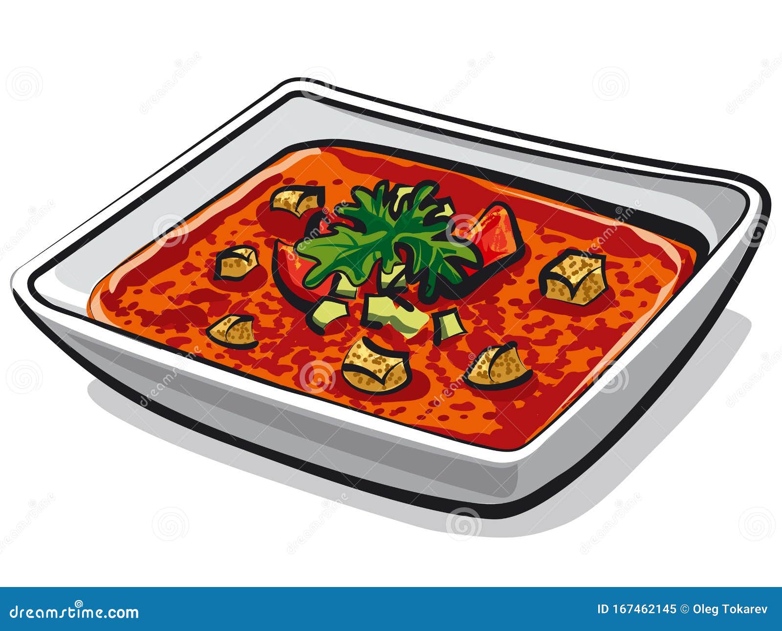 Gazpacho tomato soup stock vector. Illustration of dish - 167462145