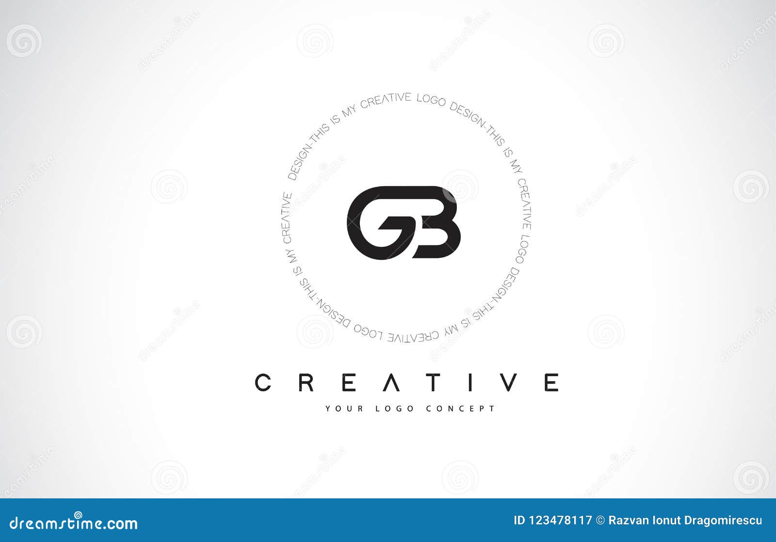 GB G B Logo Design with Black and White Creative Text Letter Vector ...