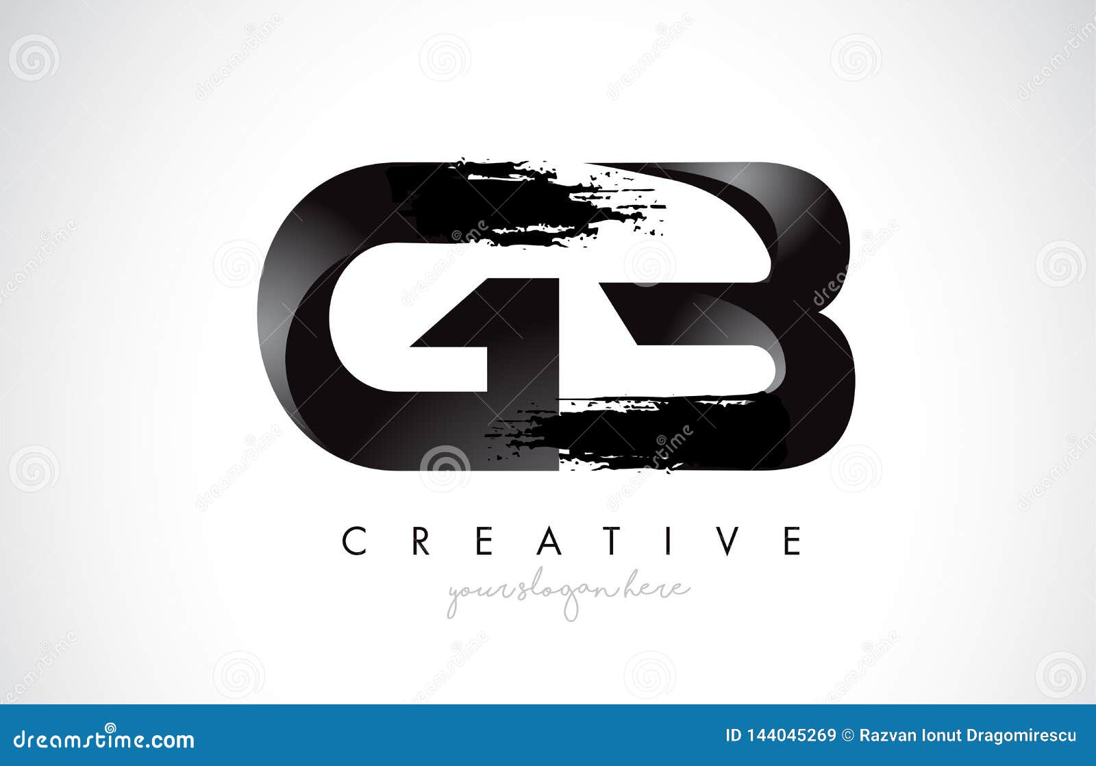 GB Letter Design with Brush Stroke and Modern 3D Look Stock Vector ...