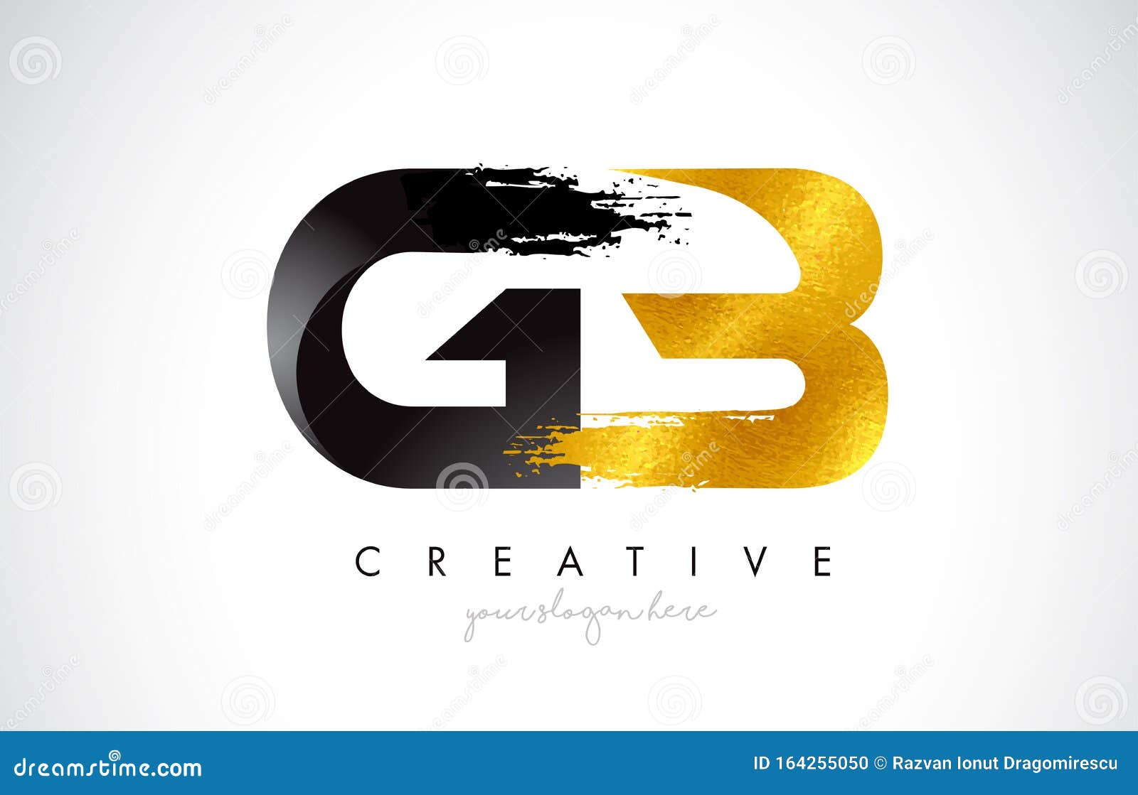 GB Letter Design with Brush Stroke and Modern 3D Look Stock Vector ...