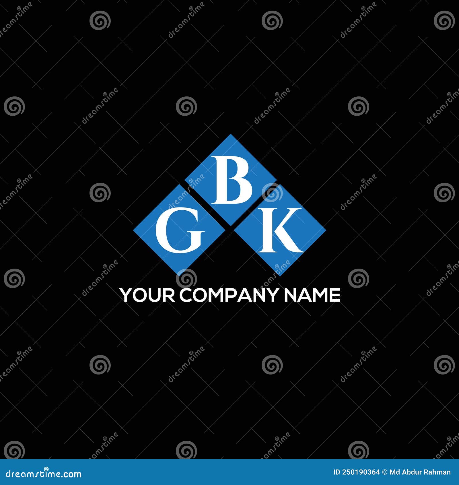 GBK Letter Logo Design on BLACK Background. GBK Creative Initials ...