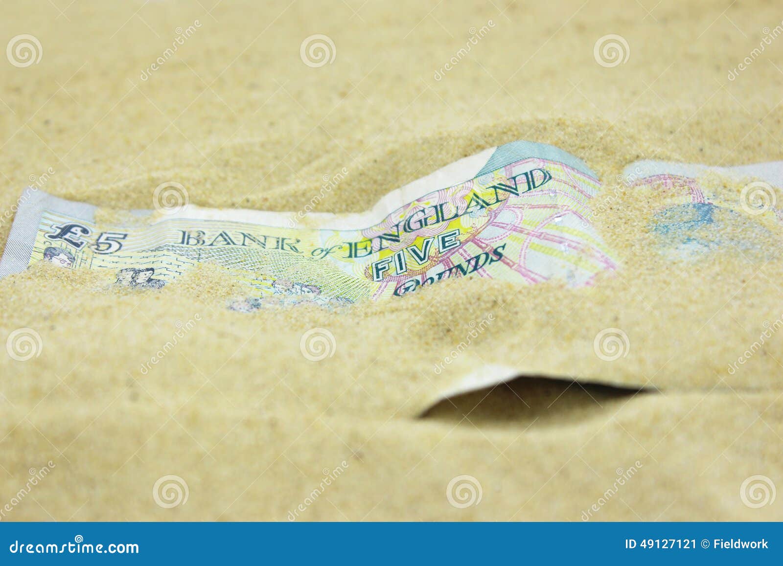 GBP Five Pound Note Covered in Sand Editorial Photo - Image of ...