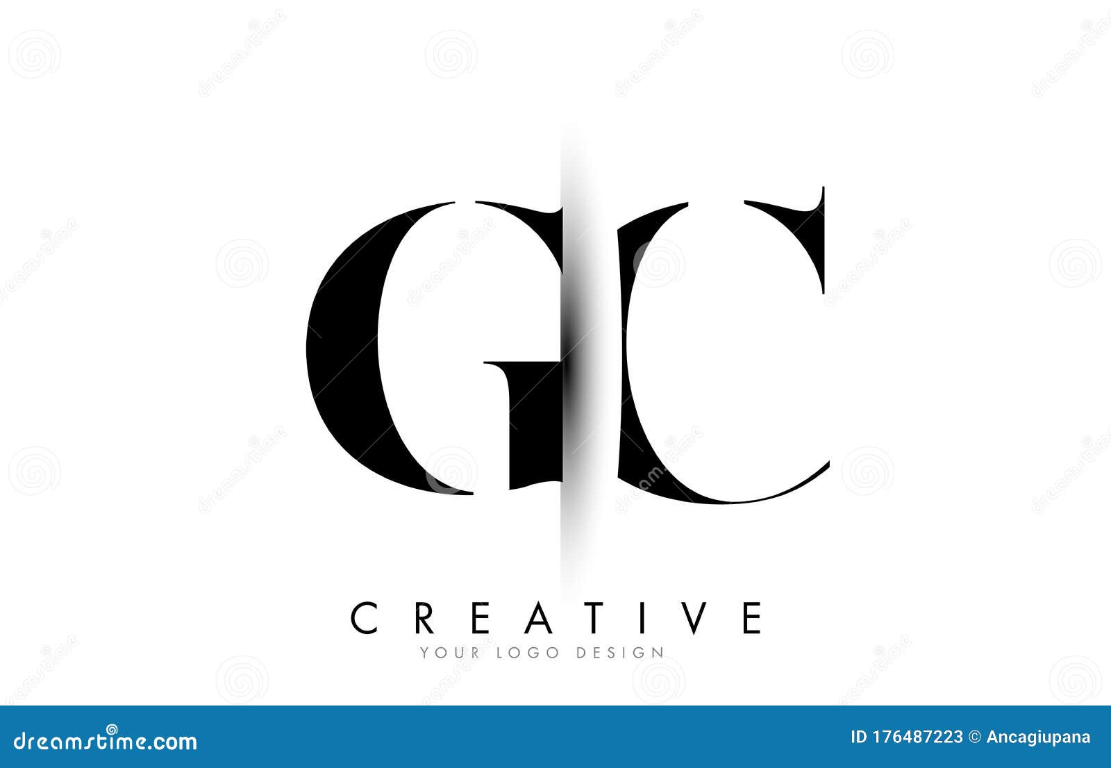 GC G C Letter Logo with Creative Shadow Cut Design Stock Vector ...