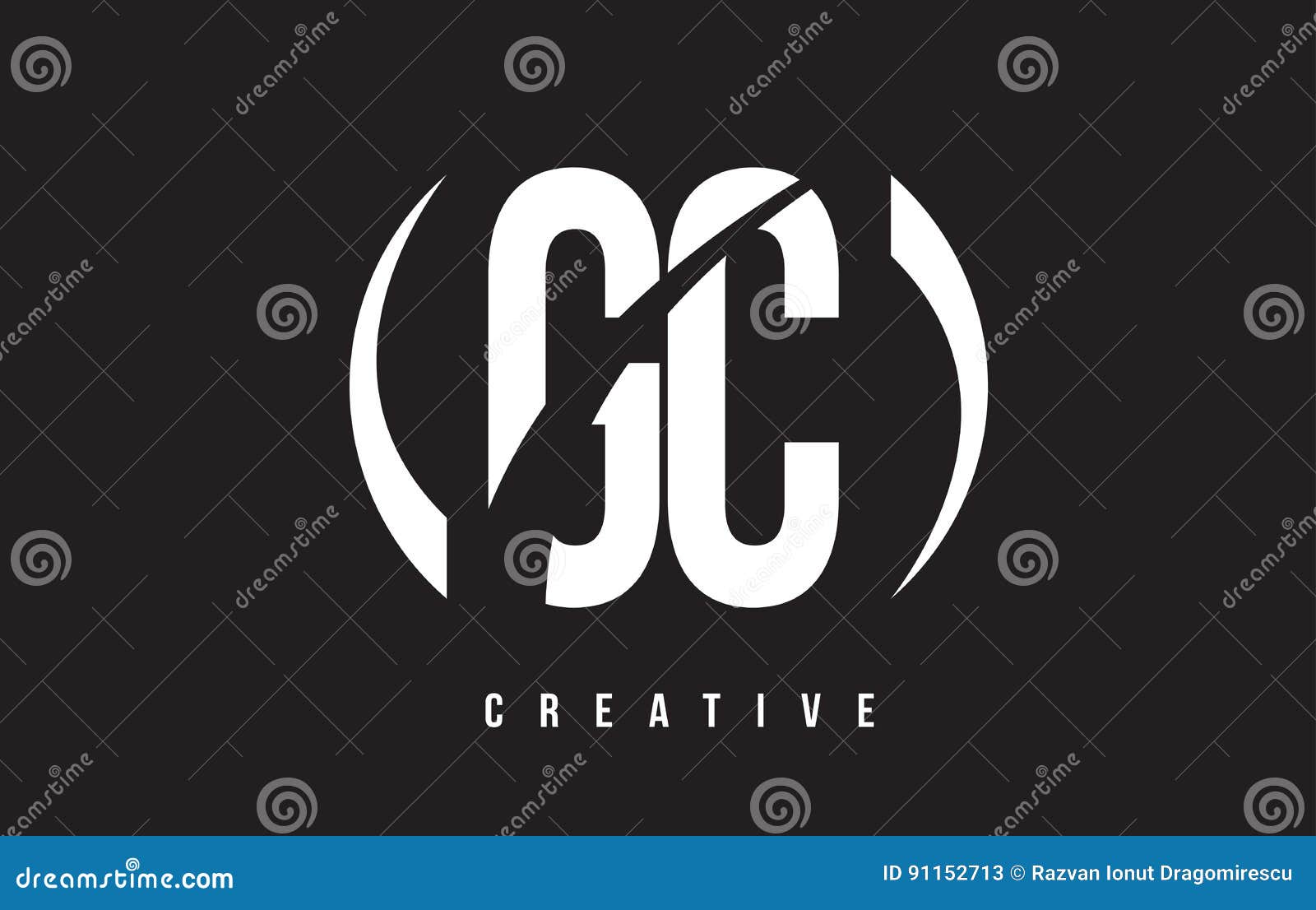 GC G C White Letter Logo Design with Black Background. Stock Vector ...