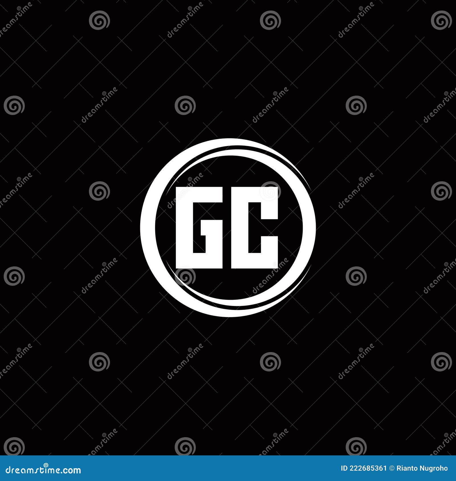 GC Logo Initial Letter Monogram with Circle Slice Rounded Design ...