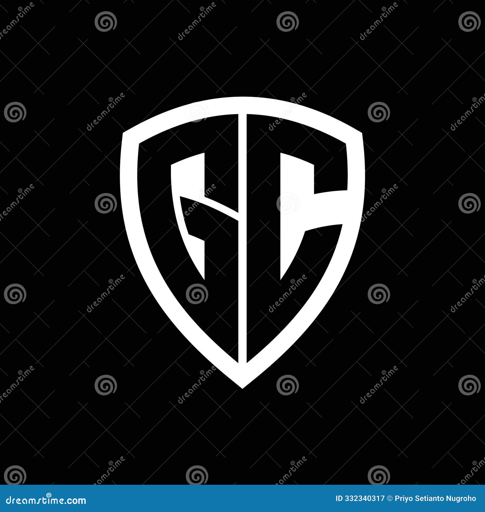 GC Monogram Logo with Bold Letters Shield Shape with Black and White ...