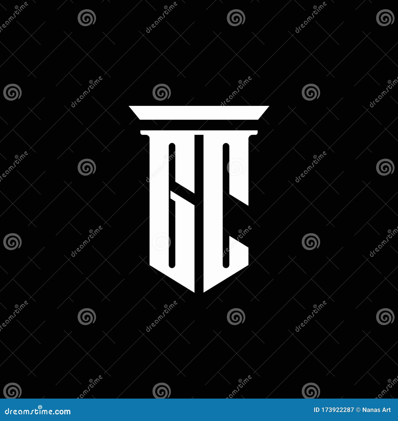GC Monogram Logo with Emblem Style Isolated on Black Background Stock ...