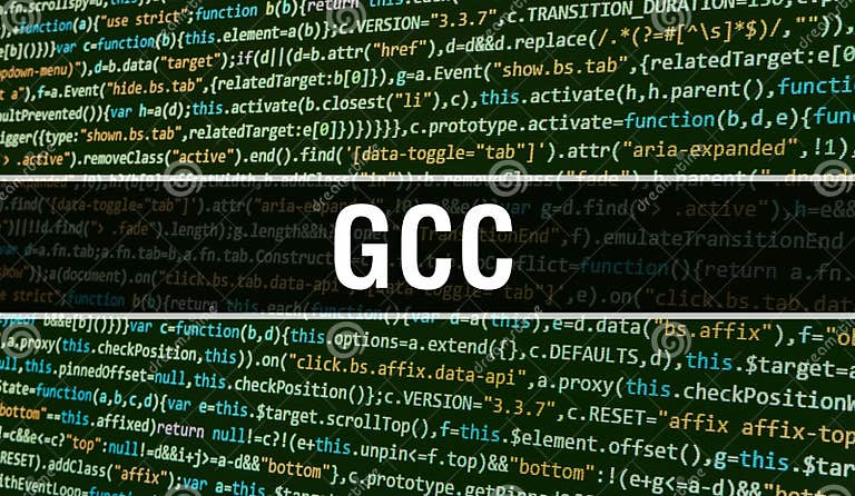 GCC Concept with Random Parts of Program Code. GCC with Programming Code Abstract Technology ...