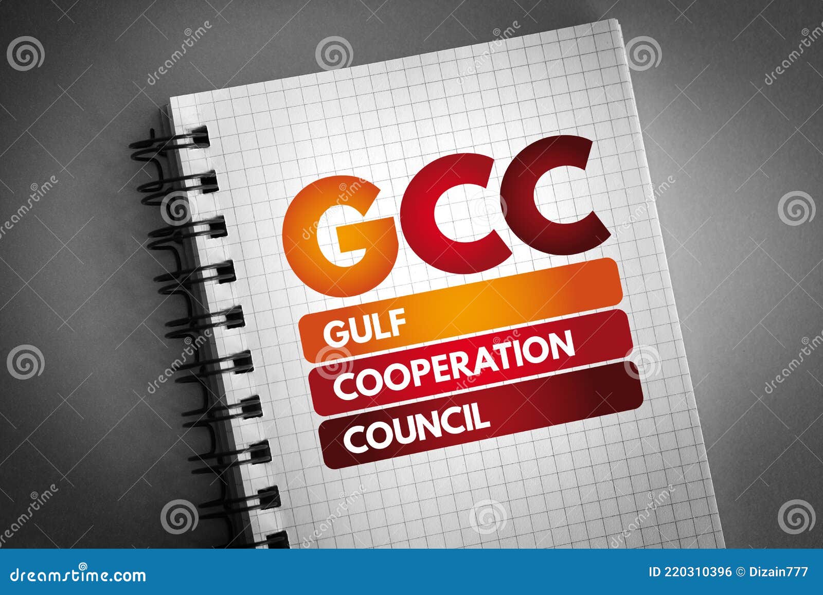 GCC - Gulf Cooperation Council Acronym on Notepad, Business Concept ...