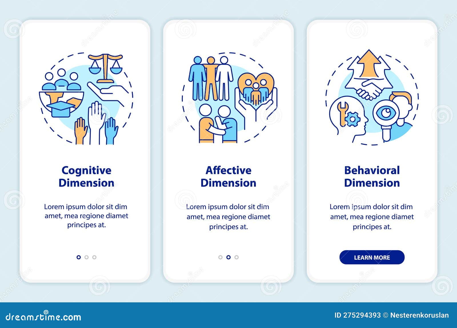 GCED Conceptual Dimensions Onboarding Mobile App Screen Stock Vector ...