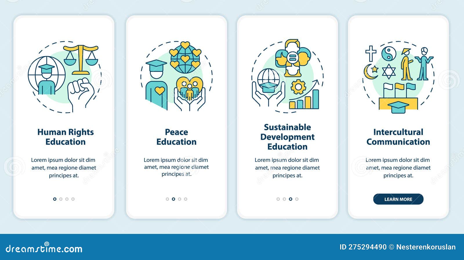 GCED Experiences from Onboarding Mobile App Screen Stock Vector ...