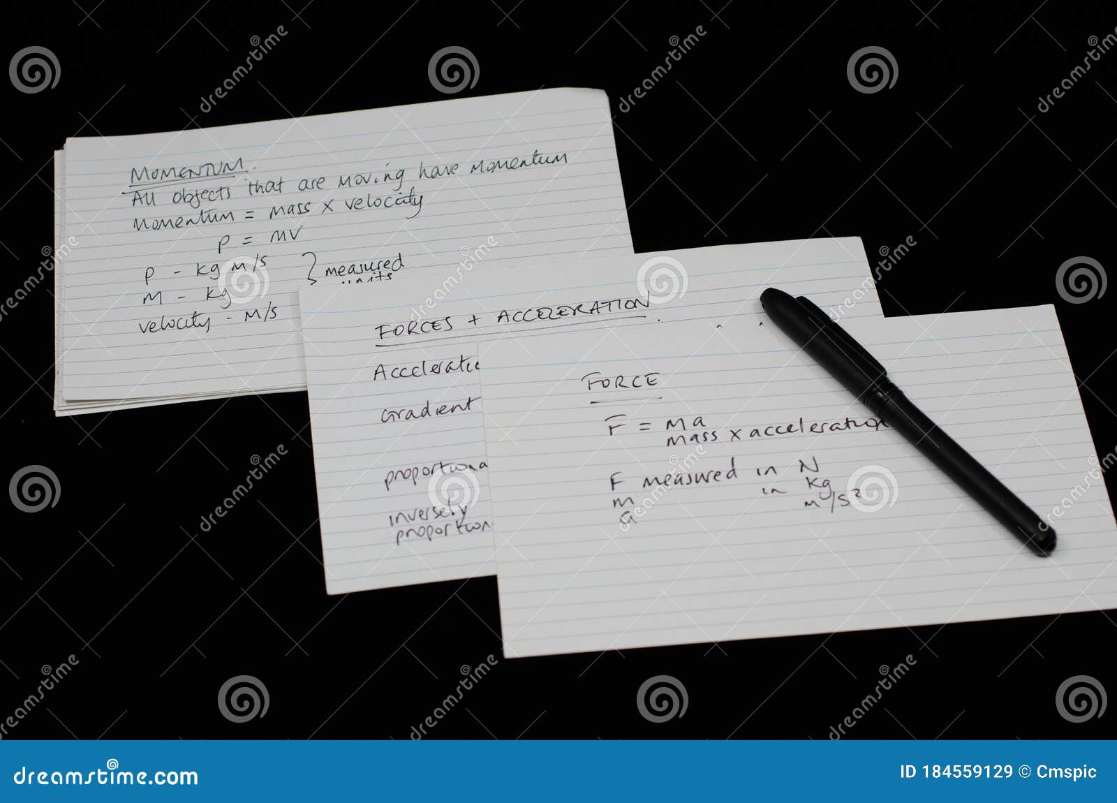 GCSE Physics Revision with Flash Cards and Exercise Book Stock Image ...