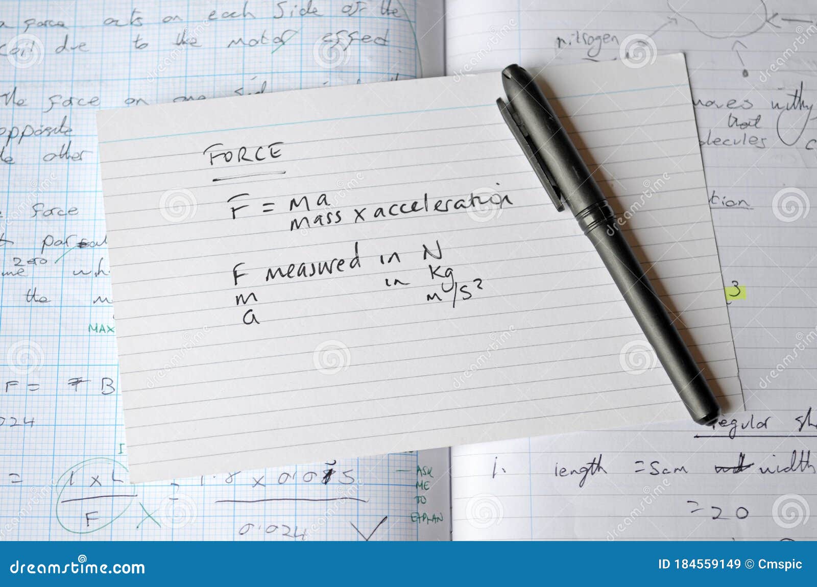 GCSE Physics Revision with Flash Cards and Exercise Book Stock Image ...
