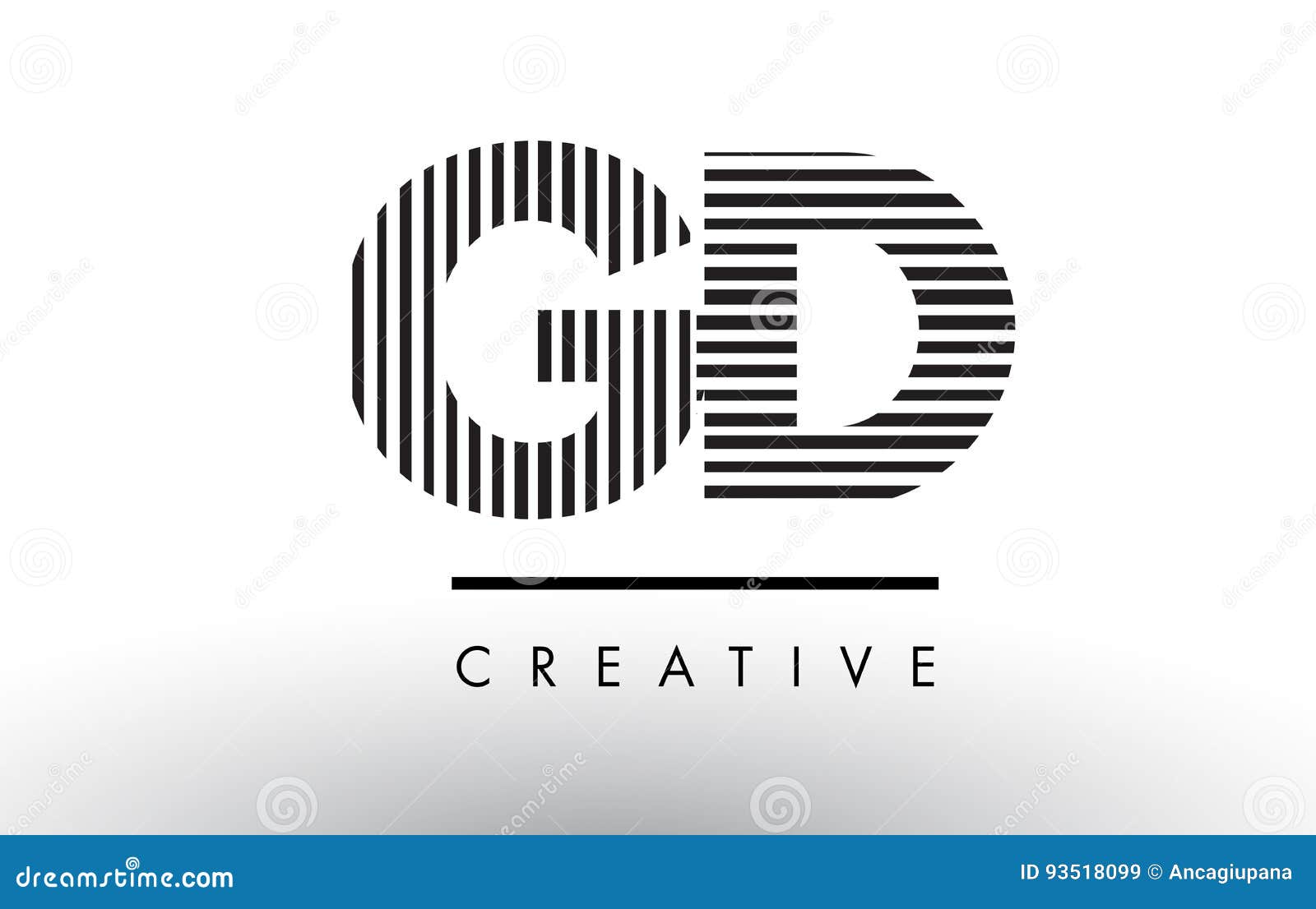 GD G D Black and White Lines Letter Logo Design. Stock Vector ...