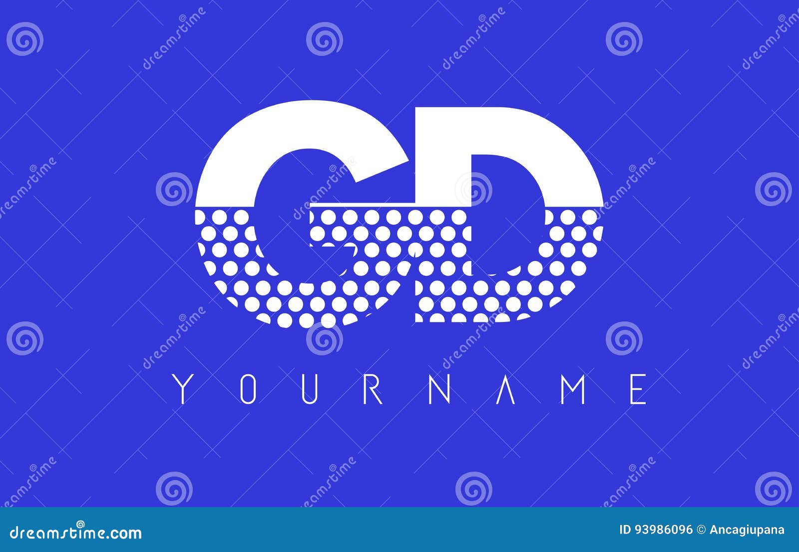 GD G D Dotted Letter Logo Design with Blue Background. Stock Vector ...