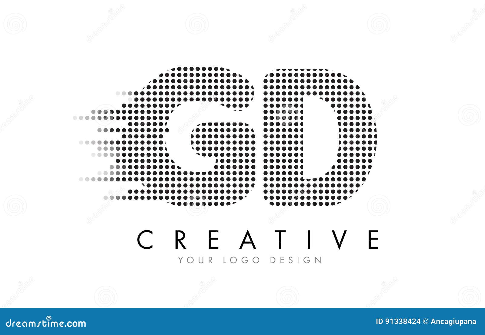 GD G D Letter Logo with Black Dots and Trails. Stock Vector ...