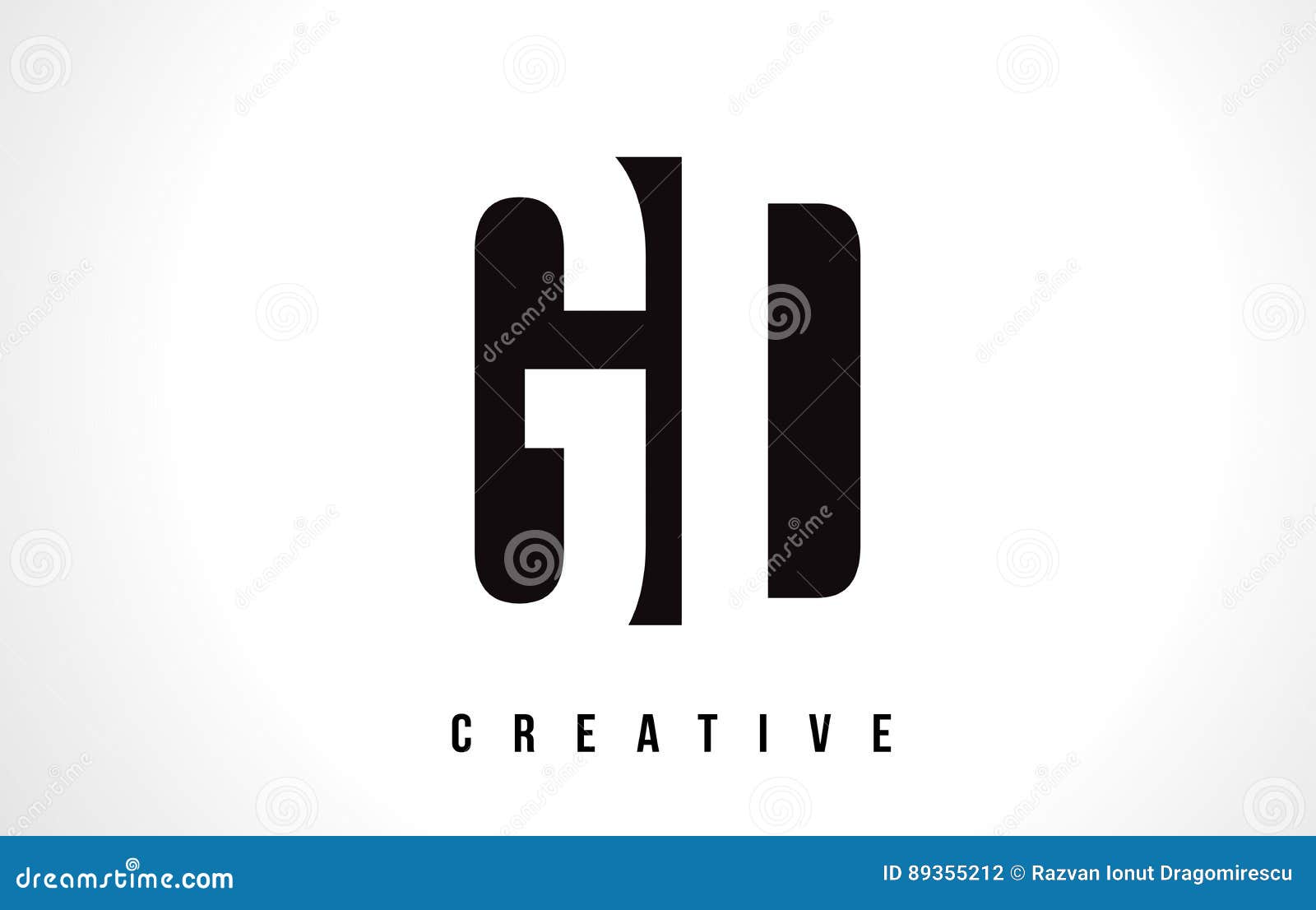 GD G D White Letter Logo Design With Black Square. Vector Illustration ...