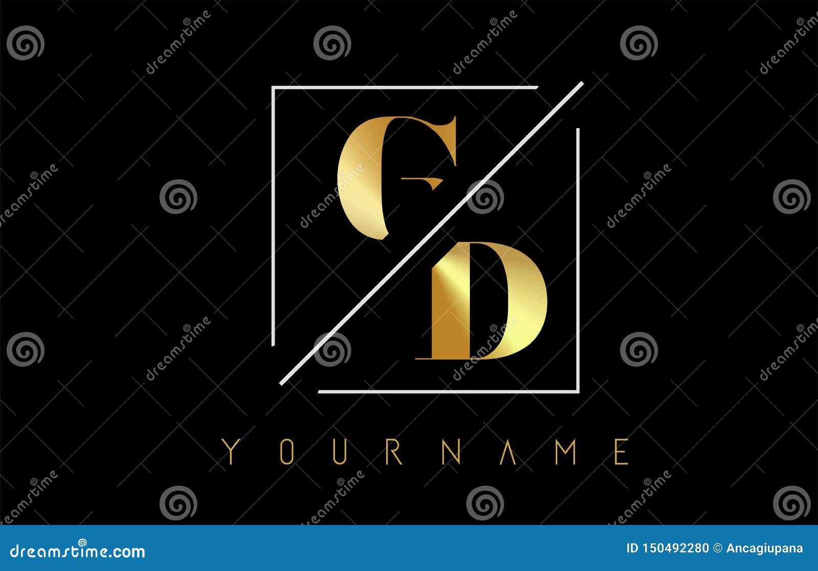 GD Golden Letter Logo with Cutted and Intersected Design Stock Vector ...
