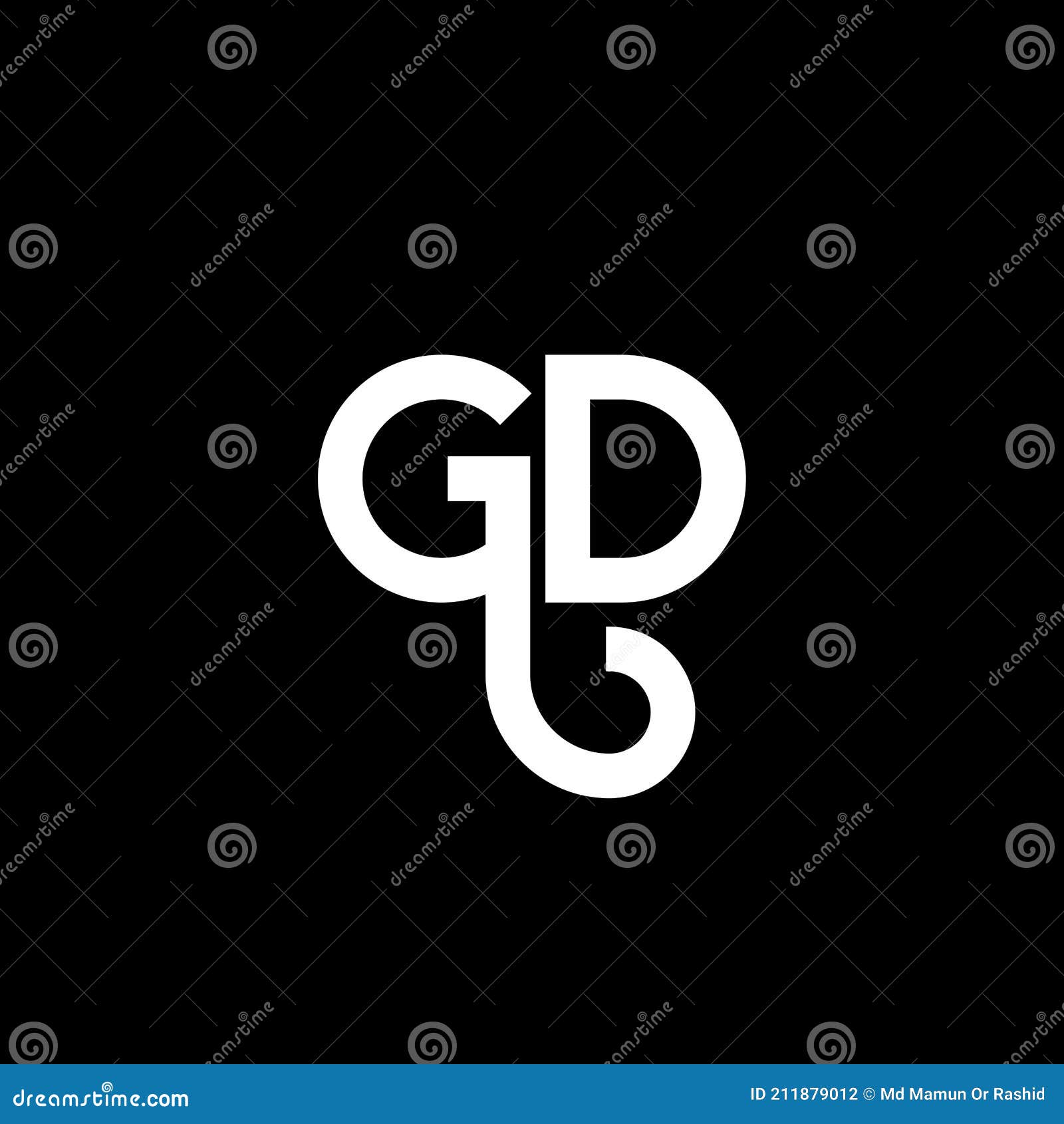 GD Letter Logo Design on Black Background. GD Creative Initials Letter ...