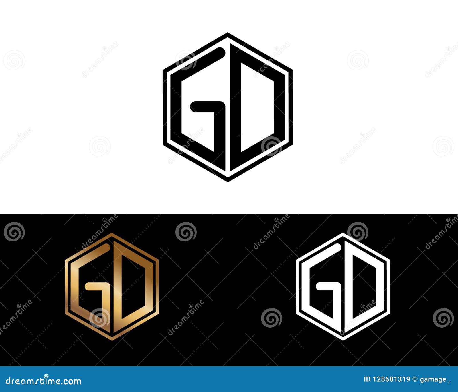 GD Letters Linked with Hexagon Shape Logo Stock Vector - Illustration ...