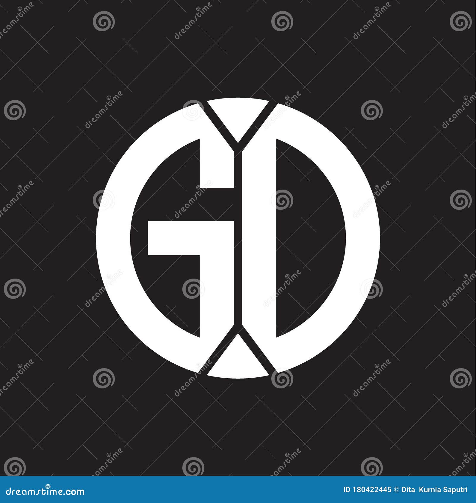 GD Logo Monogram with Piece Circle Ribbon Style Stock Vector ...