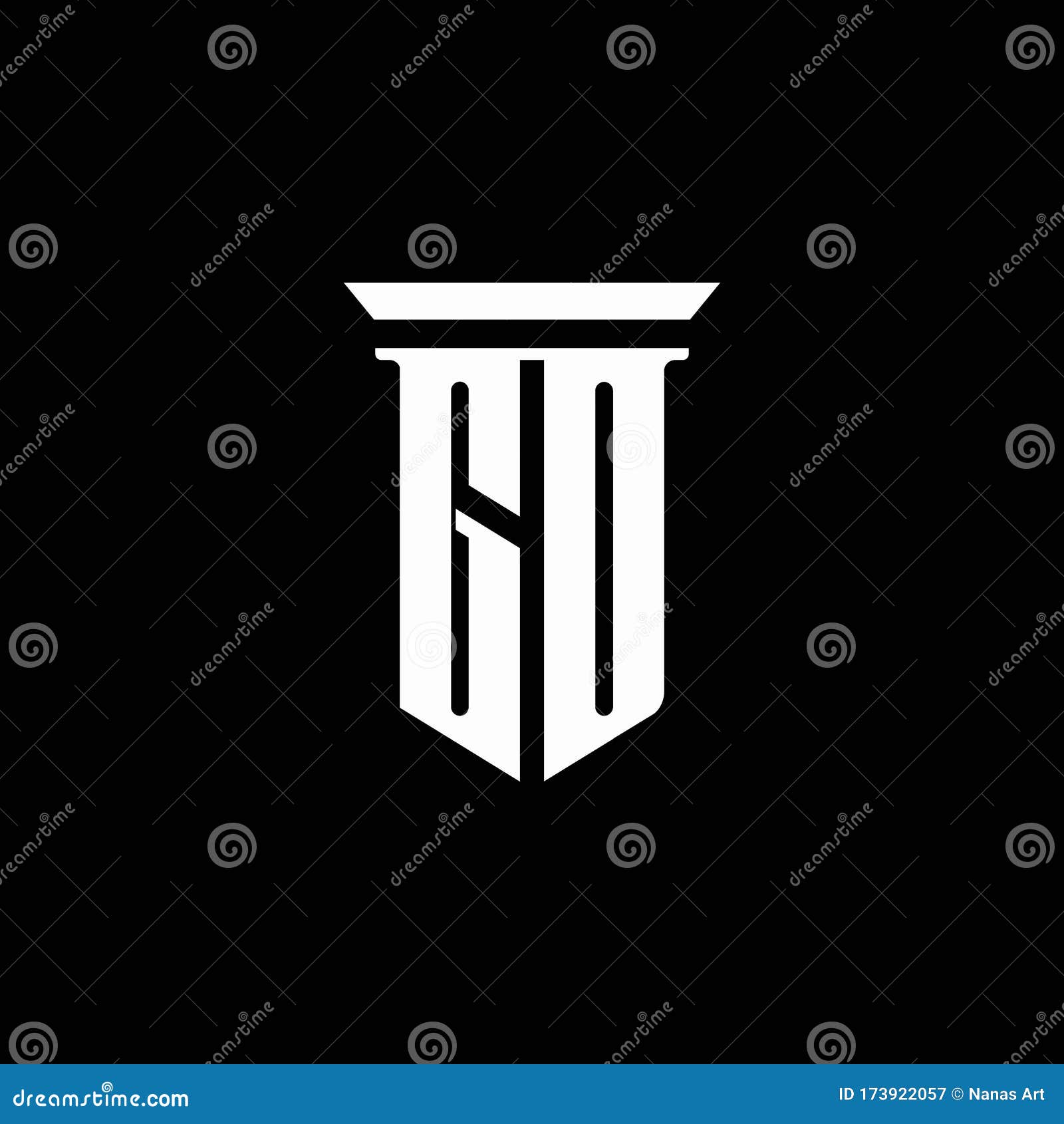 GD Monogram Logo with Emblem Style Isolated on Black Background Stock ...