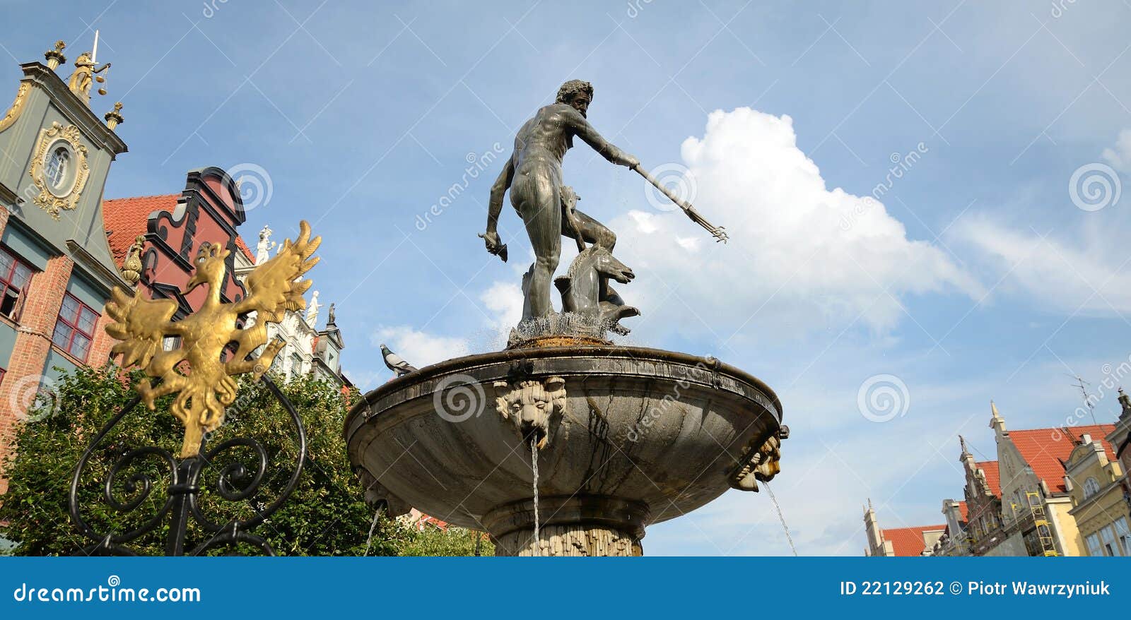 Gdansk City Architecture with Neptune Monument Stock Photo - Image of ...