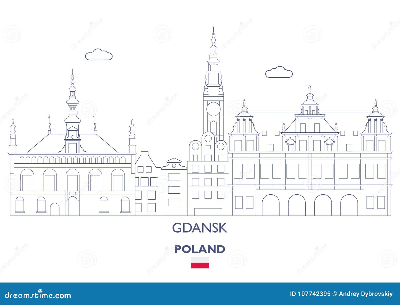 Gdansk Skyline Horizontal Banner. Cartoon Vector | CartoonDealer.com ...