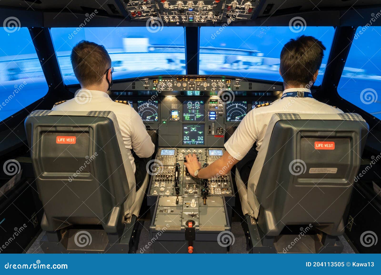 Interior of Modern Flight Simulator for the Training of the Pilots ...