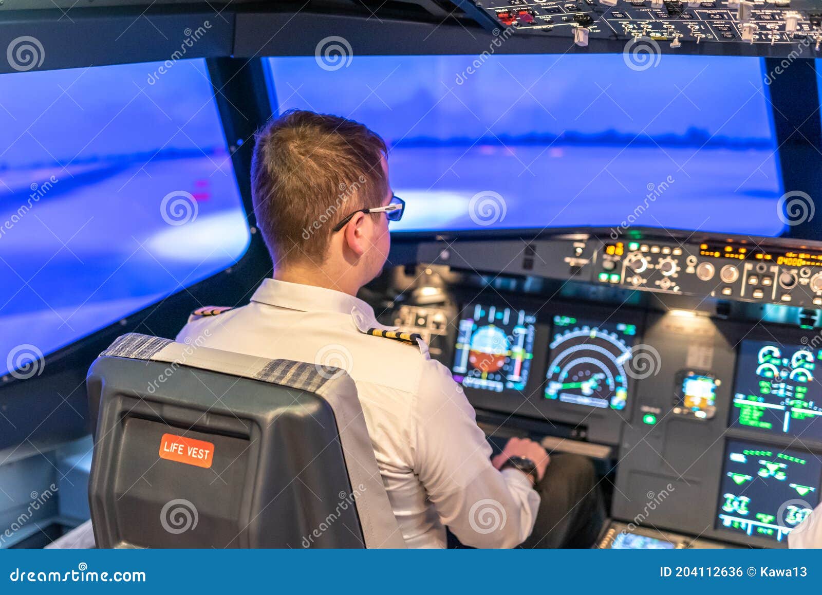 Interior of Modern Flight Simulator for the Training of the Pilots ...