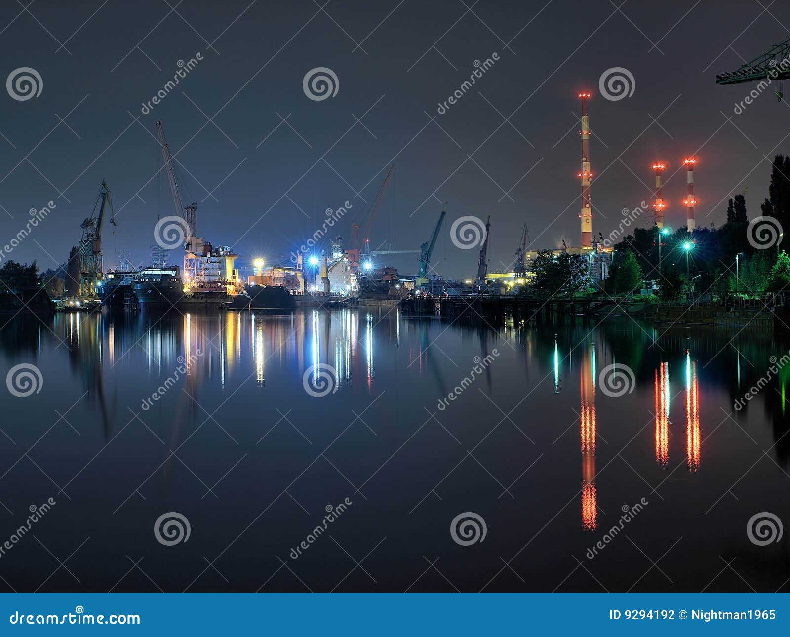 Gdansk shipyard at night stock photo. Image of industry - 9294192