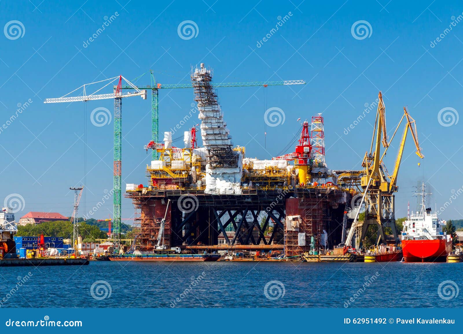 Gdansk. Shipyards in the Seaport Stock Photo - Image of pipes, columns ...