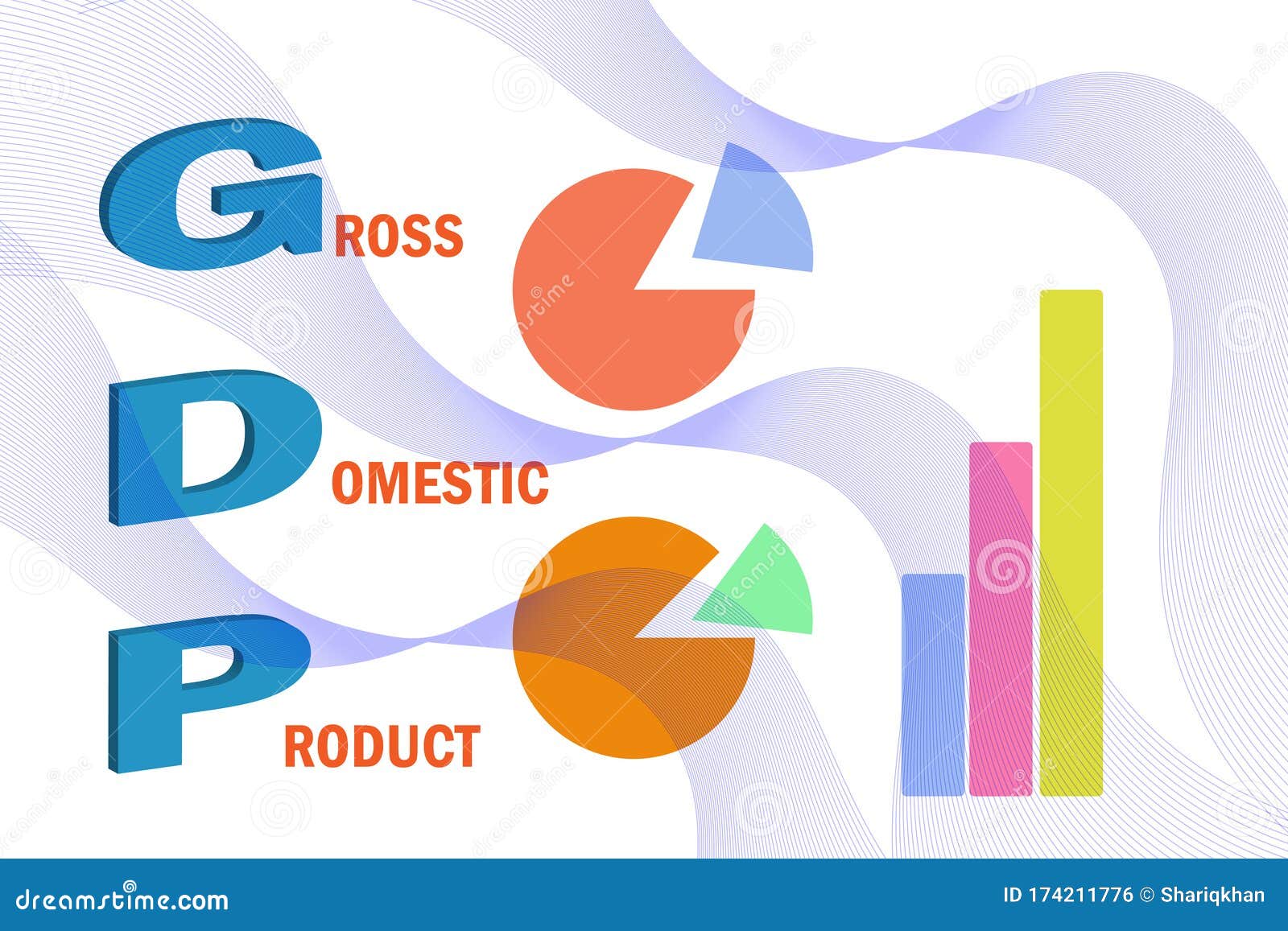 GDP Gross Domestic Product Economy Growth Background with Charts Stock ...