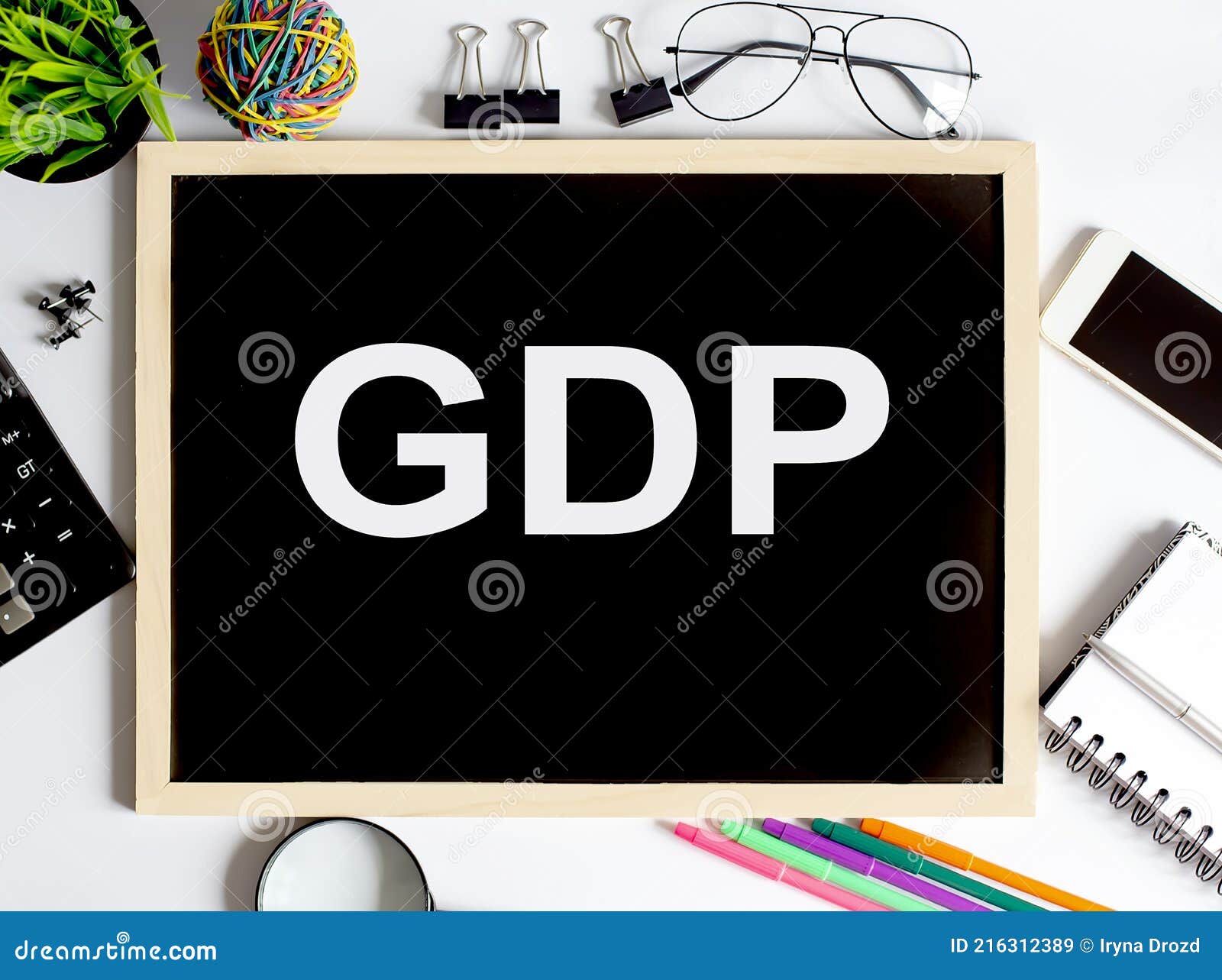 GDP Concept on the Drawing Board with Office Tools Stock Image - Image ...