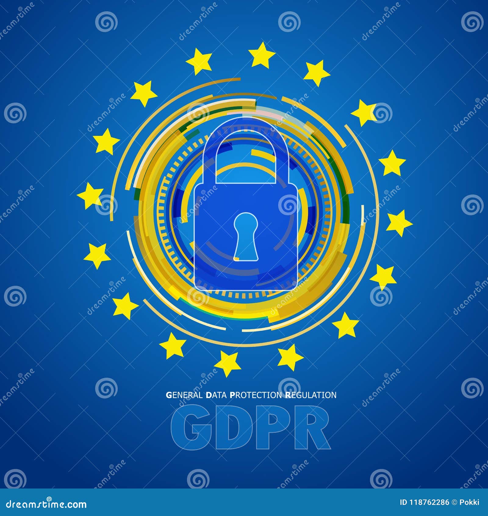GDPR Abstract Background Template with Circles. Stock Vector ...