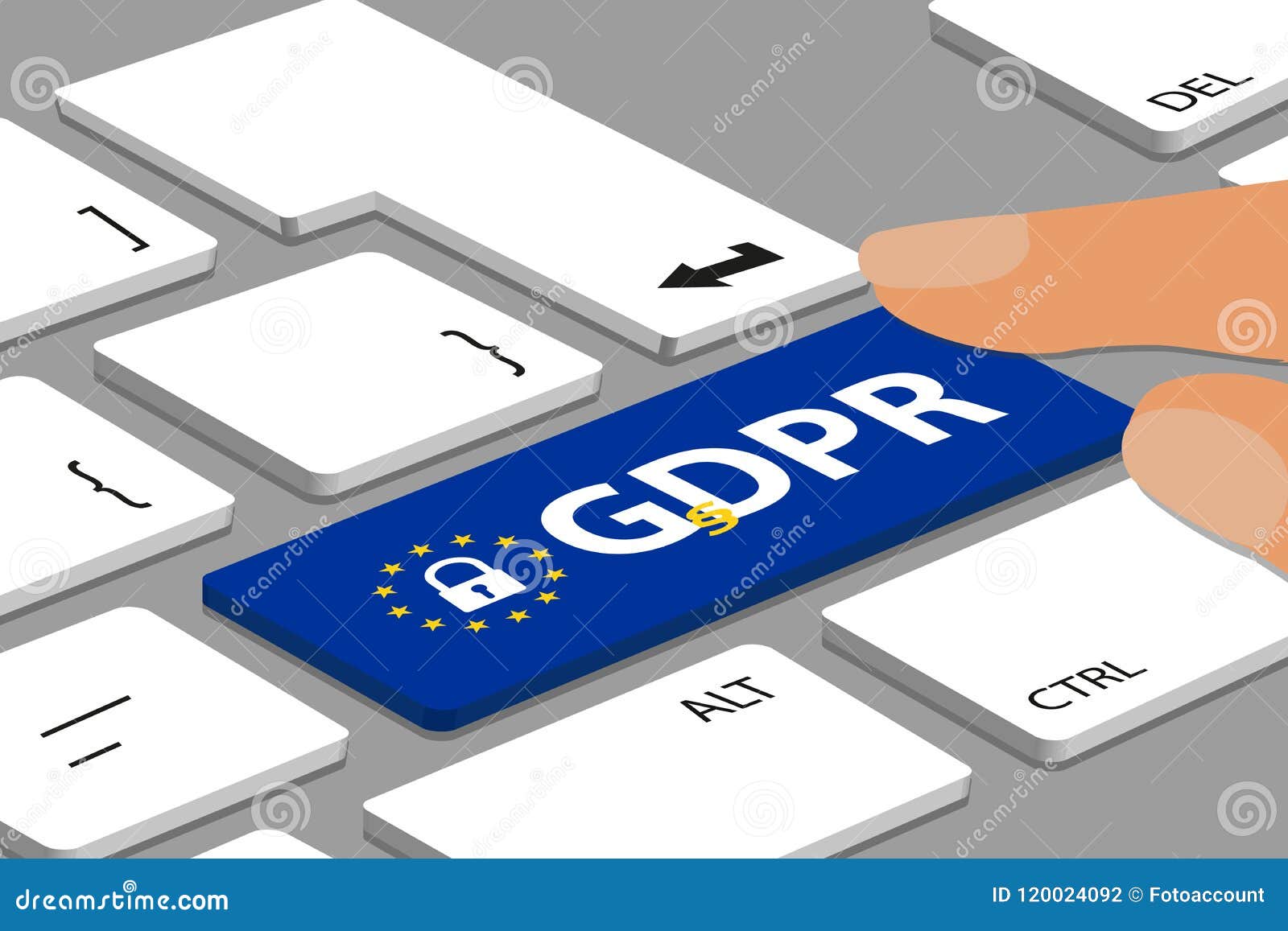 GDPR Button with Lock and Stars on Keyboard with Finger - Vector ...
