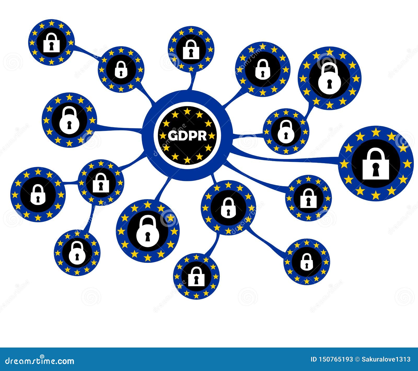 Gdpr Concept, Data Protection, Lock Locked Stock Illustration ...