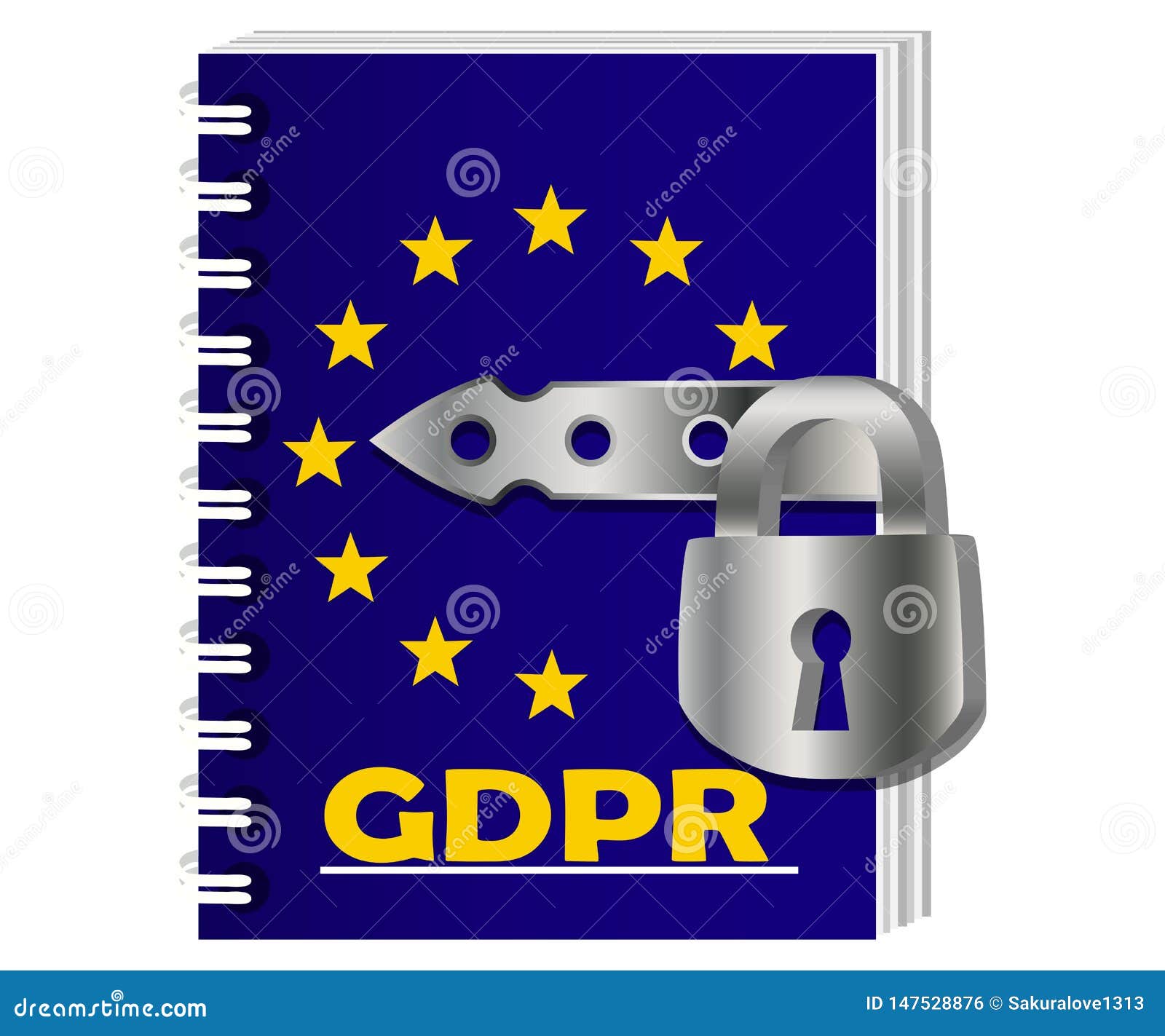 Gdpr Concept, Data Protection, Lock Locked Stock Illustration ...