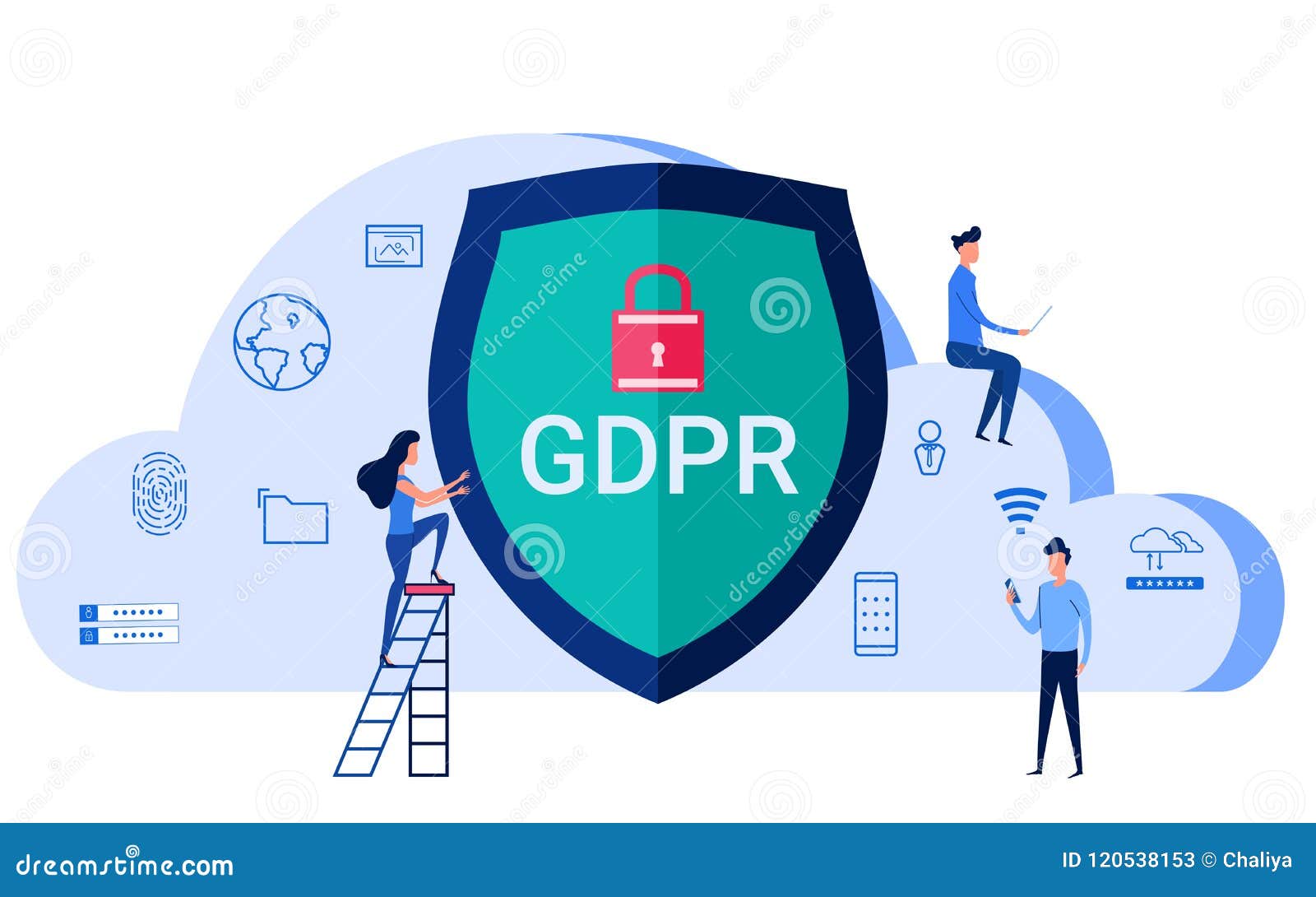 General Data Protection Regulation GDPR Icons Set Cartoon Vector ...