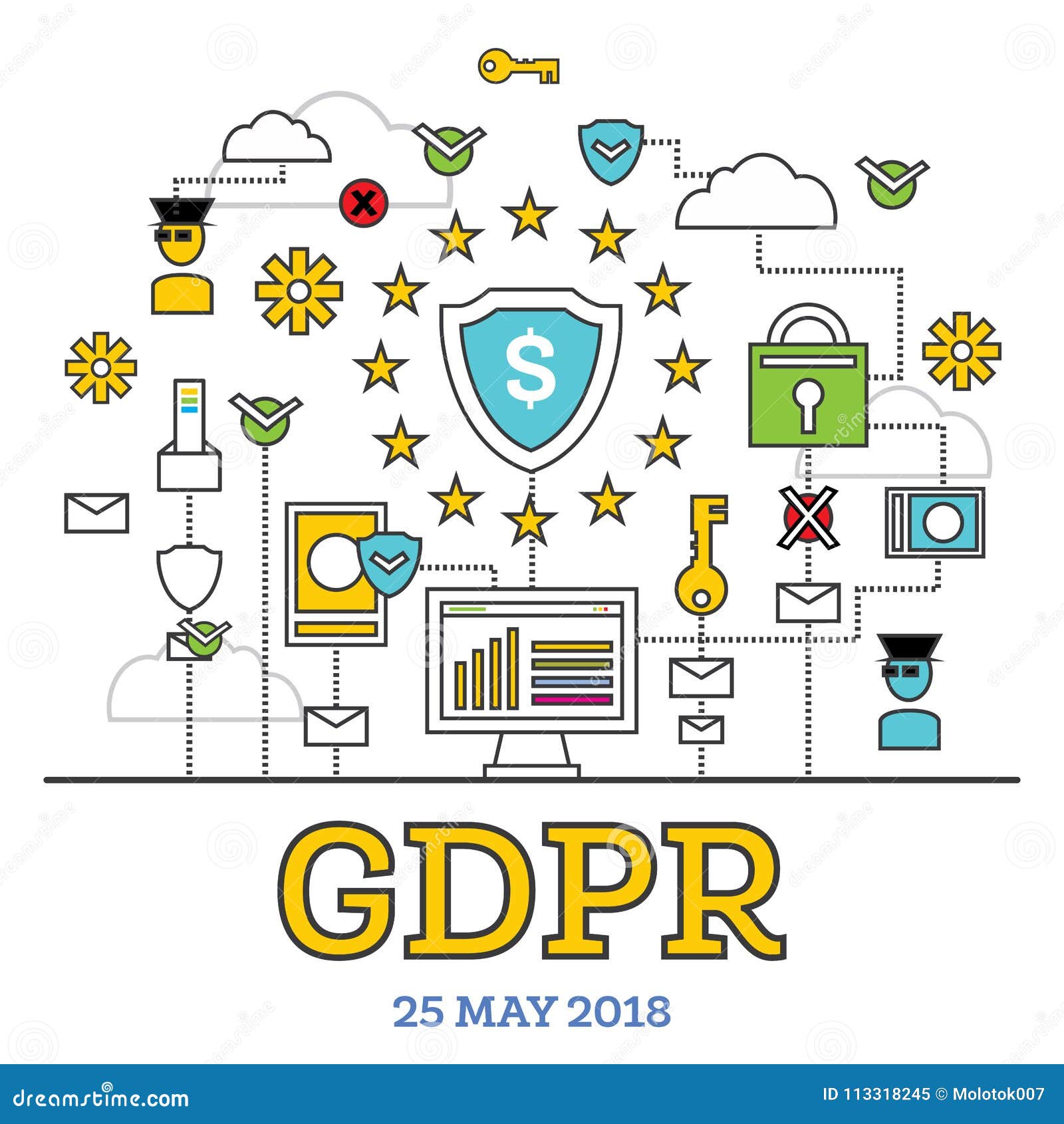 GDPR-concept Vector Illustratie Algemene Gegevensbescherming Regul ...